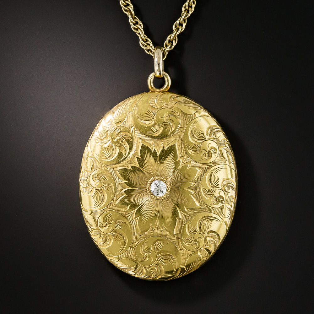 Victorian Engraved Diamond Locket