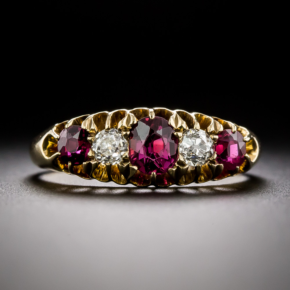 Victorian Five-Stone Ruby and Diamond Ring