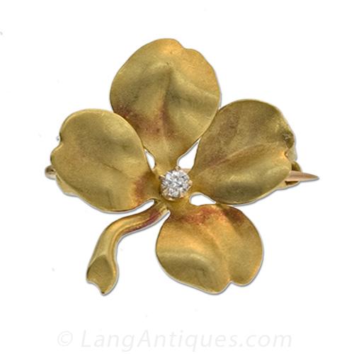 Victorian Four Leaf Clover Pin