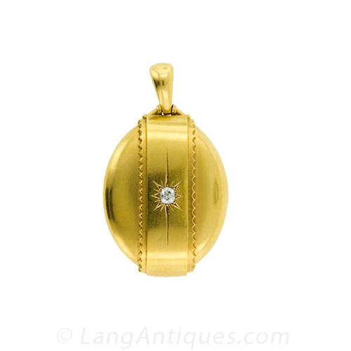 Victorian Gold Locket with Diamond