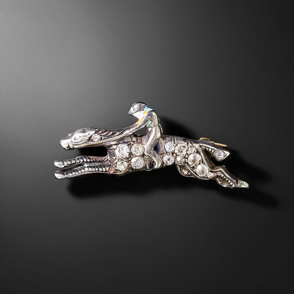 Victorian Horse And Jockey Pin