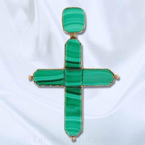 Victorian Malachite Cross Pendant