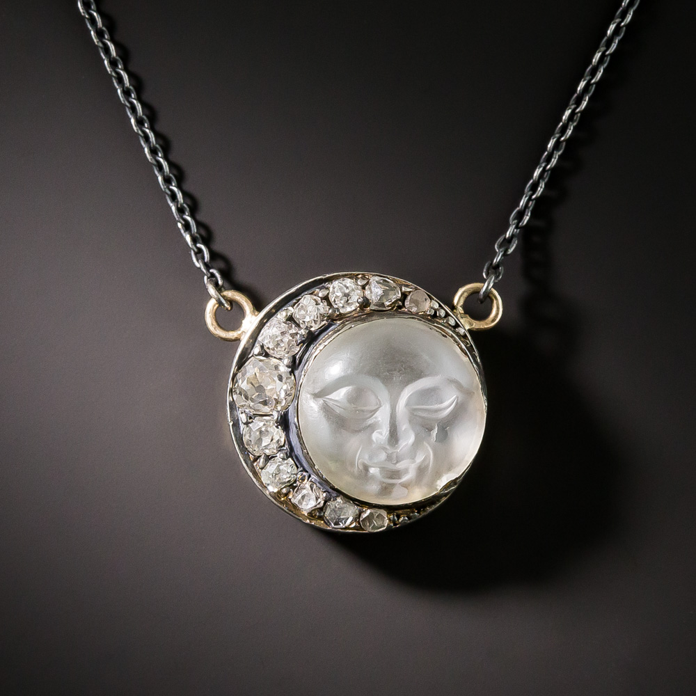 Victorian Moonstone and Diamond Pendant