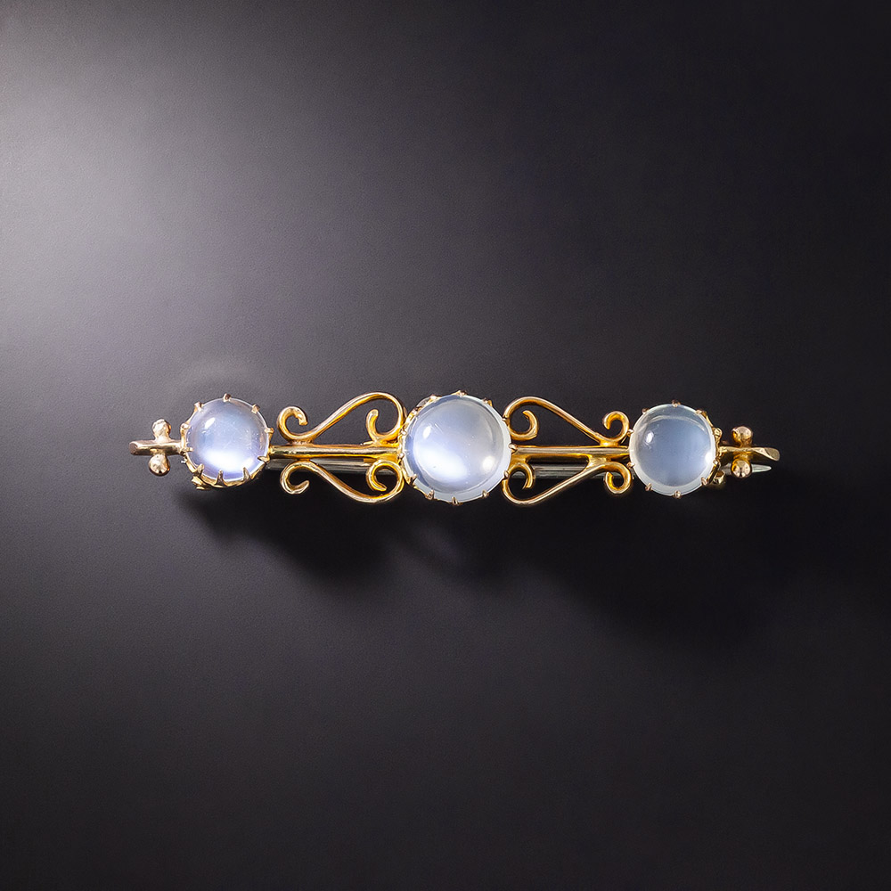 Victorian Moonstone Scroll Pin