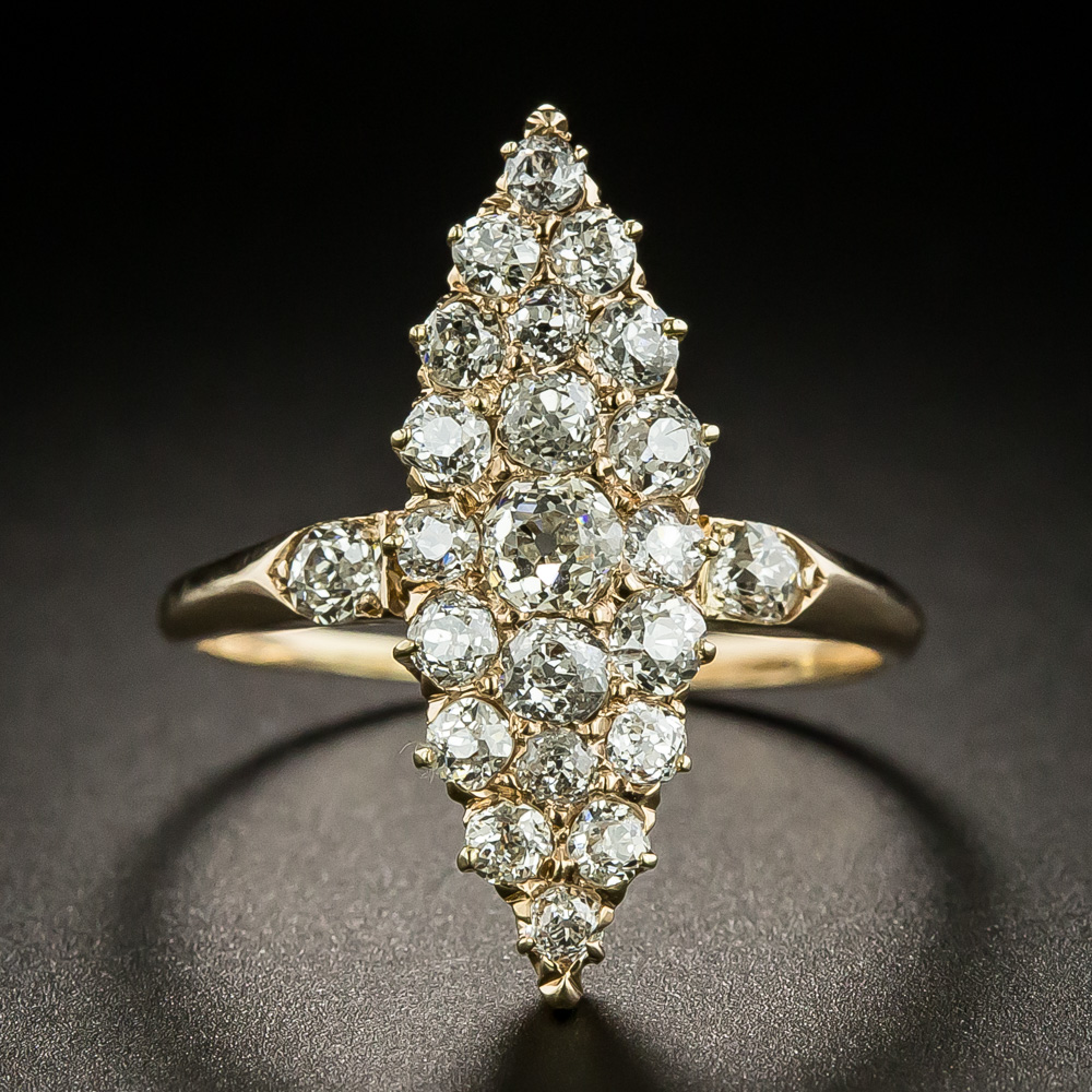Victorian Navette Shaped Diamond Dinner Ring