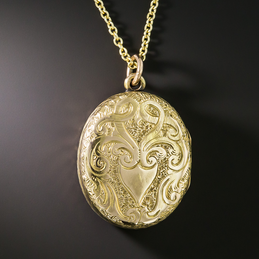 Victorian Oval Engraved 'Book' Locket