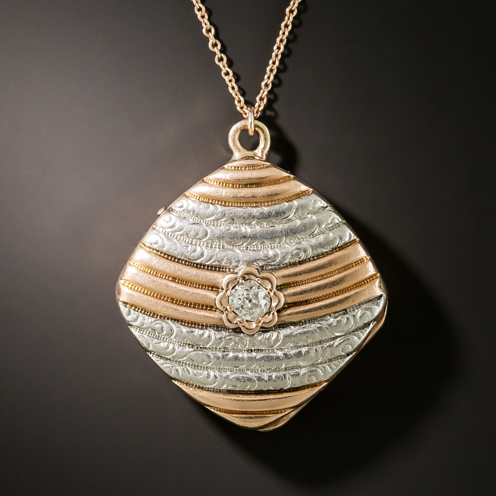 Victorian Platinum And Rose Gold Diamond Locket