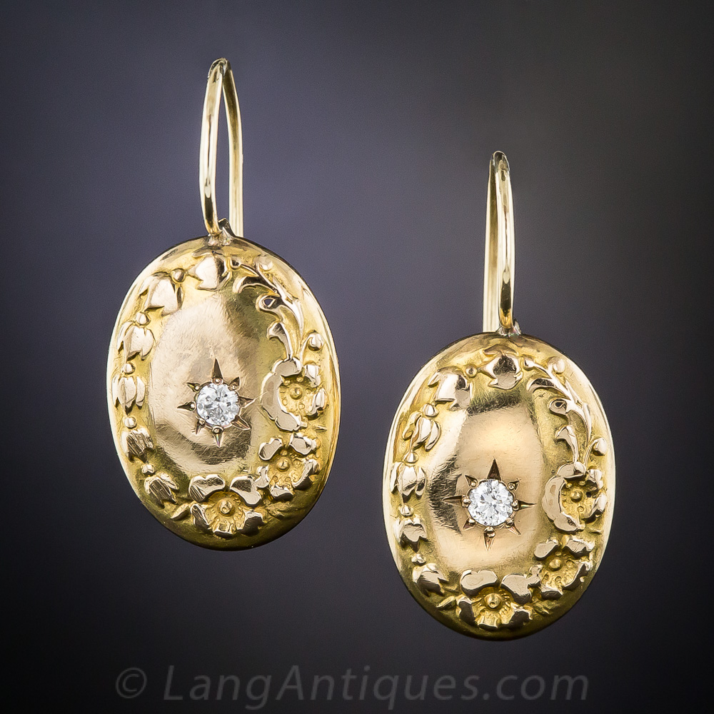 Victorian Repousse Diamond Earrings