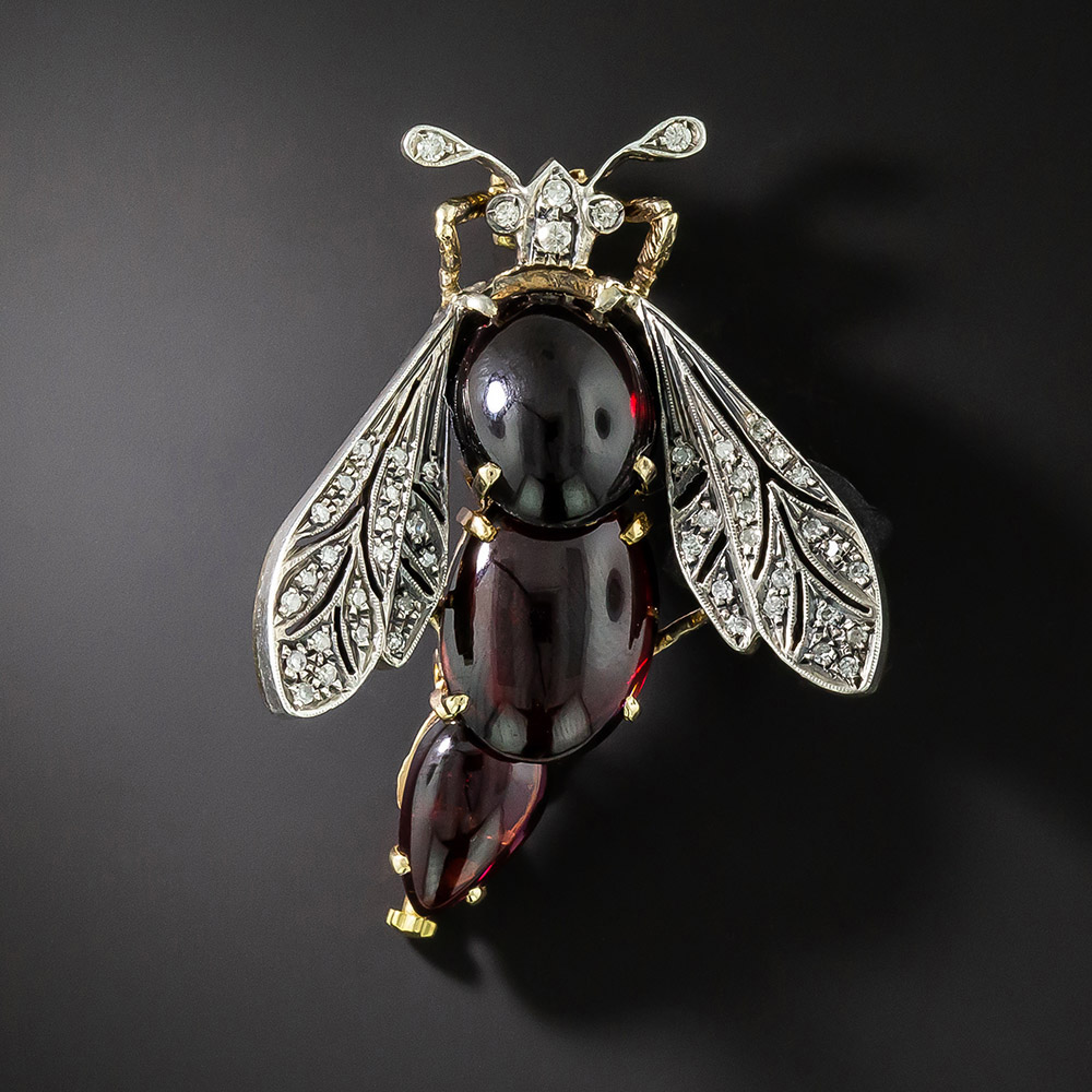 Victorian Retrospective Garnet and Diamond Bug Brooch