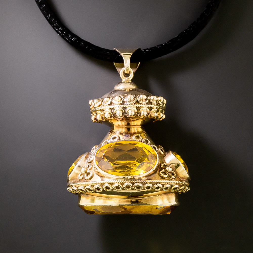 Victorian Revival Yellow Sapphire* Fob Pendant