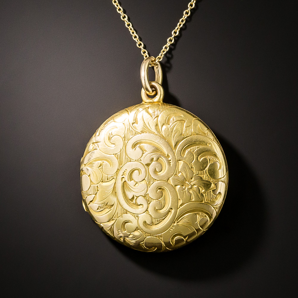 Victorian Round Engraved Double Locket