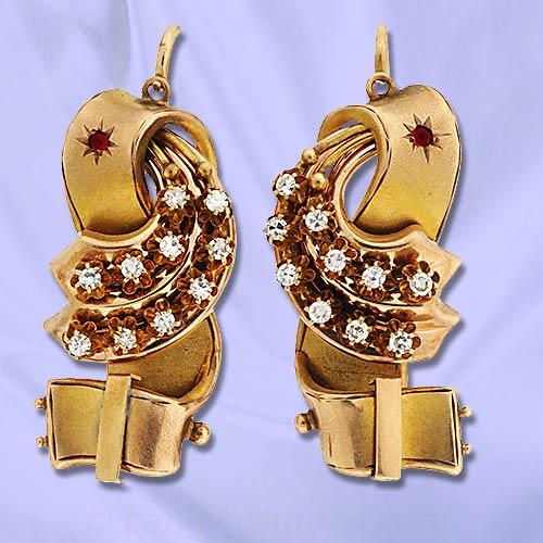 Victorian Ruby and Diamond Drop Earrings