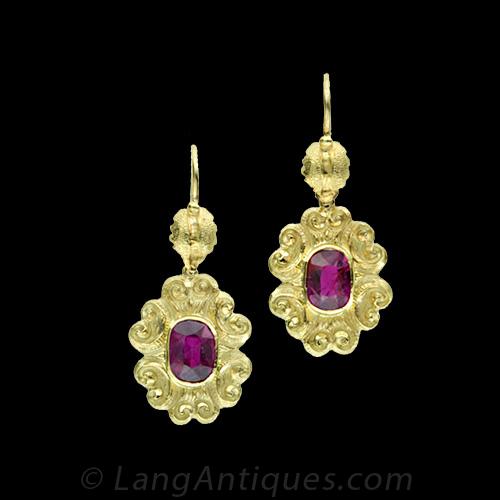 Victorian Ruby Drop Earrings