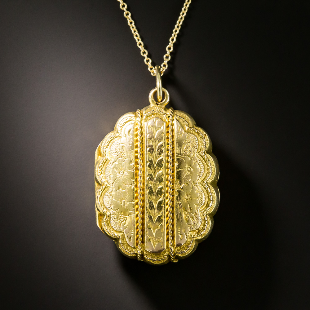 Victorian Scalloped Locket Pendant