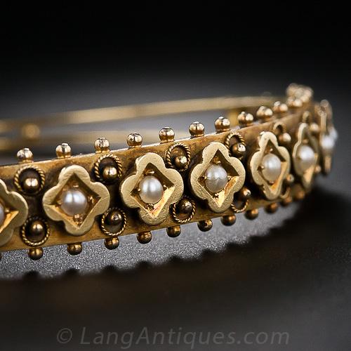 Victorian Seed Pearl Bangle Bracelet