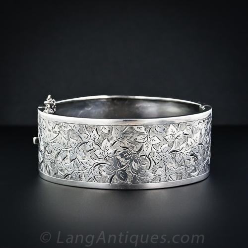 Victorian Silver Engraved Bracelet, Birmingham 1882-83