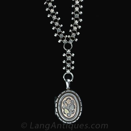Victorian Silver Locket and Chain
