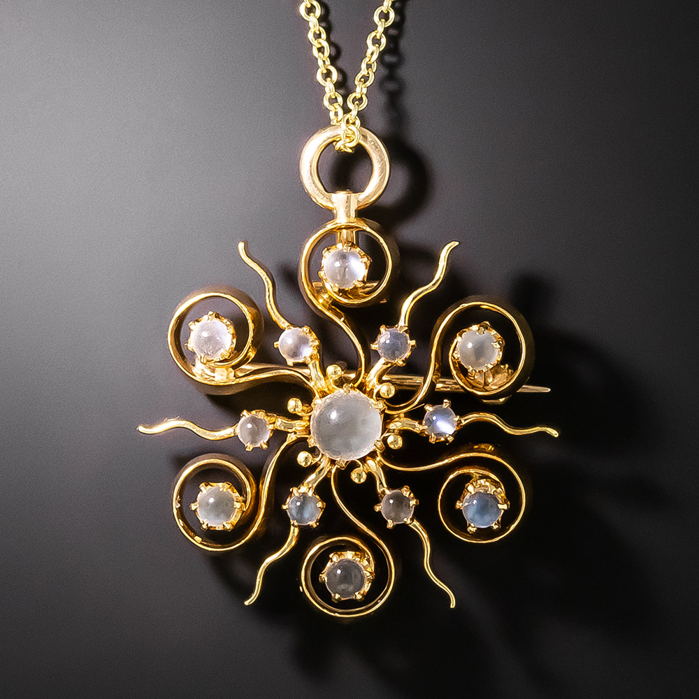 Victorian Starburst Moonstone Pendant/Brooch