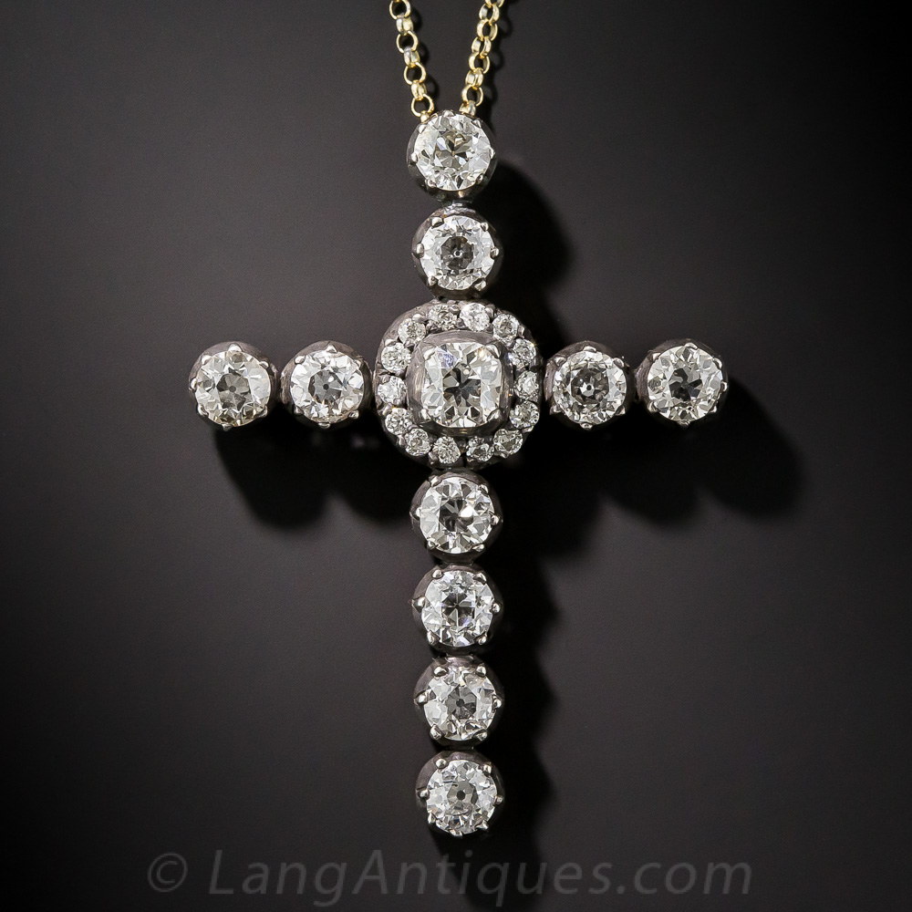Victorian Style Diamond Cross Pendant