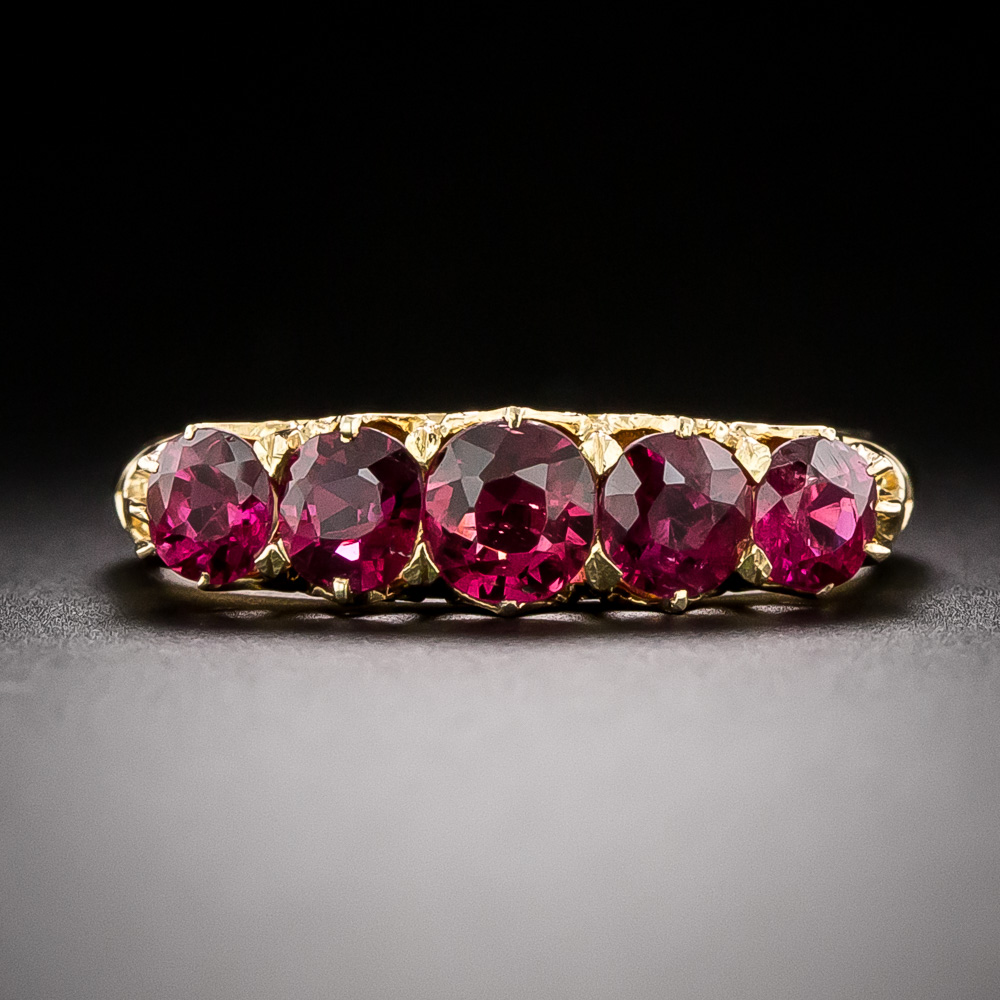 Victorian-Style Five-Stone Ruby Ring