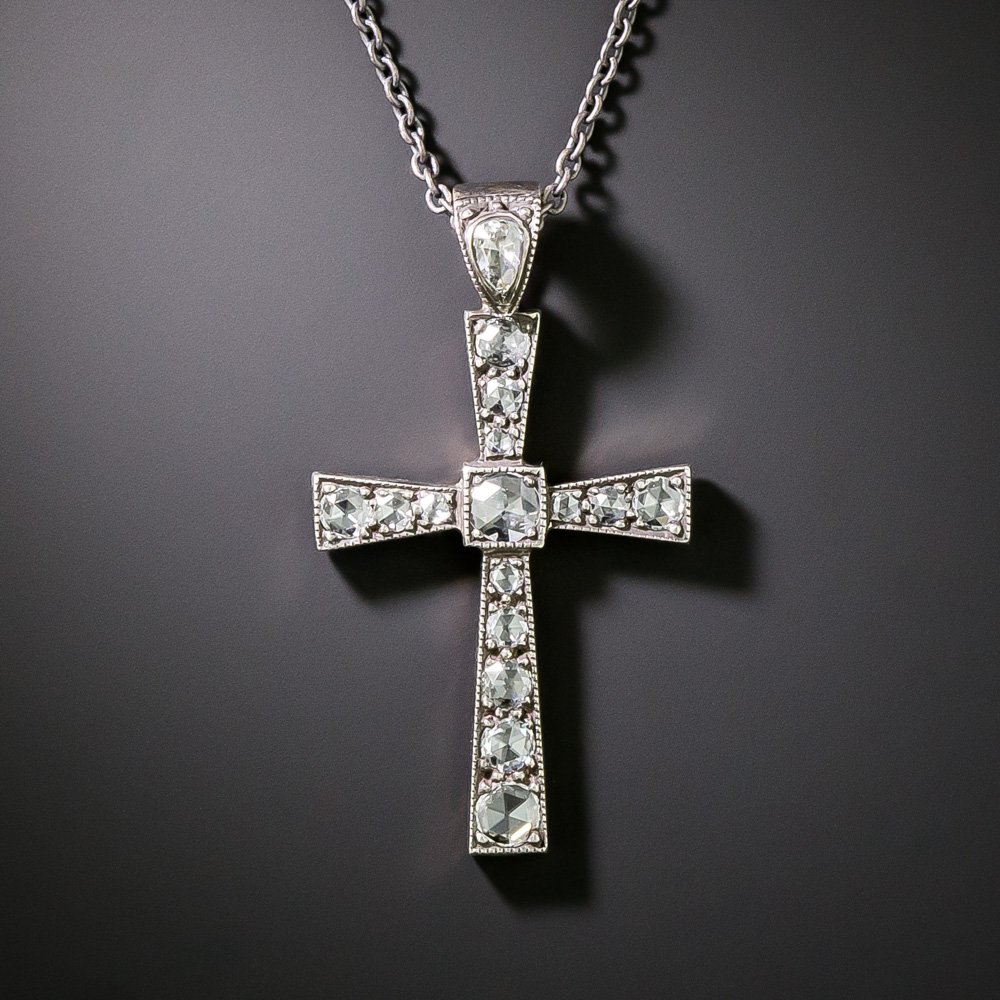Victorian-Style Rose-Cut Diamond Cross