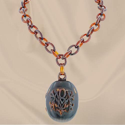 Victorian Tortoise Shell Locket and Chain