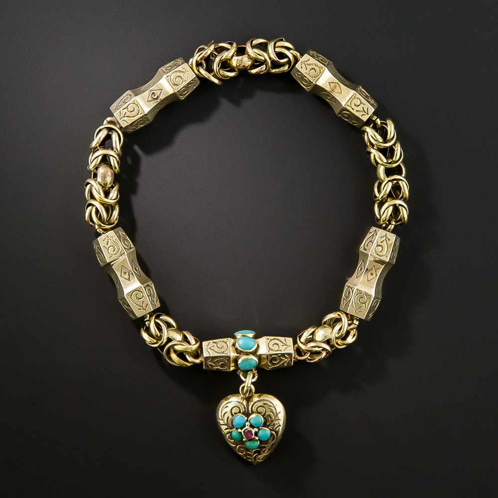Victorian Turquoise Locket Bracelet