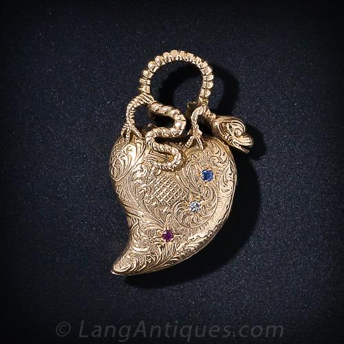 Victorian Witch's Heart & Serpent Locket