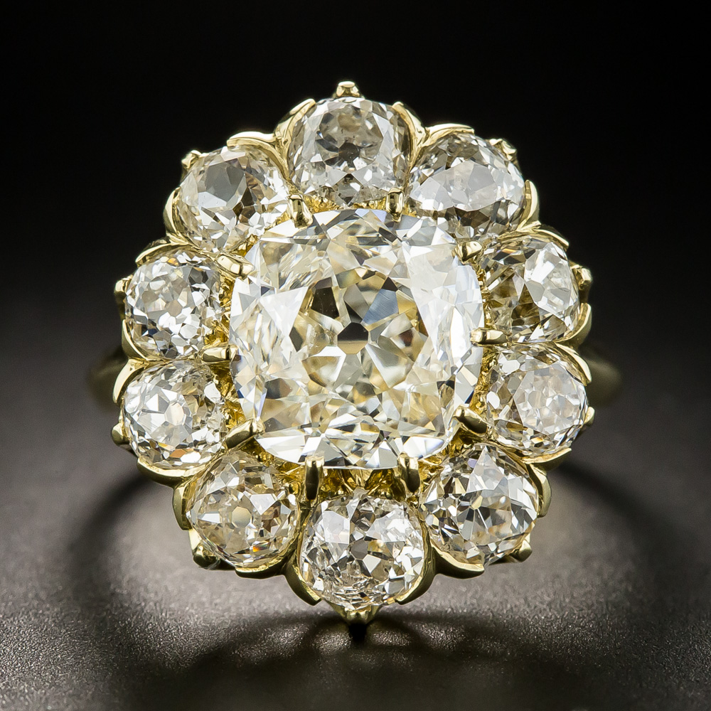diamond cushion cluster ring