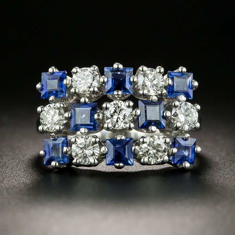 Vintage Diamond and Sapphire Checkerboard Ring by J.E. Caldwell ...