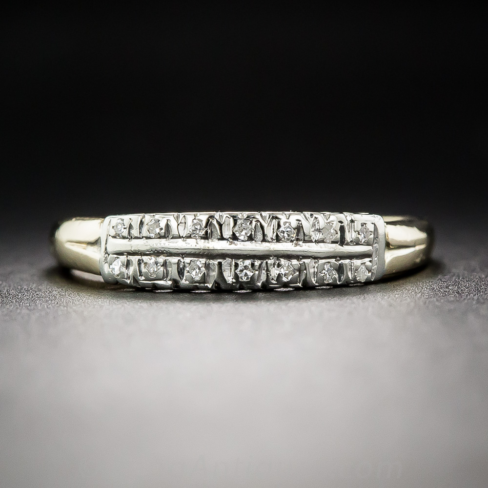 Vintage Double Row Diamond Wedding Band