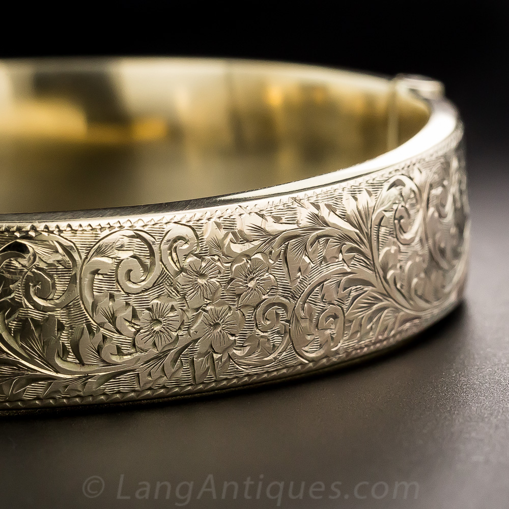 Vintage English Engraved Bangle Bracelet