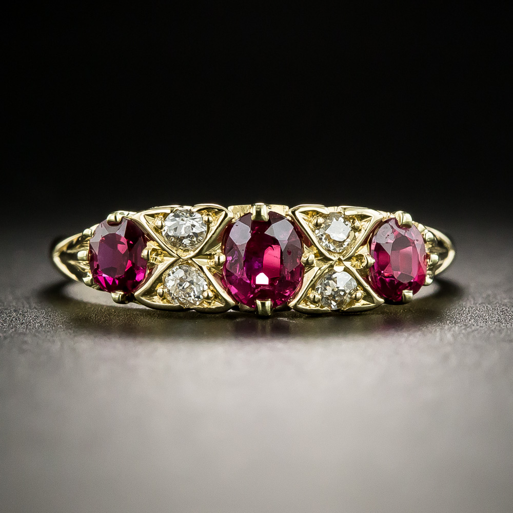Vintage English Ruby and Diamond Ring
