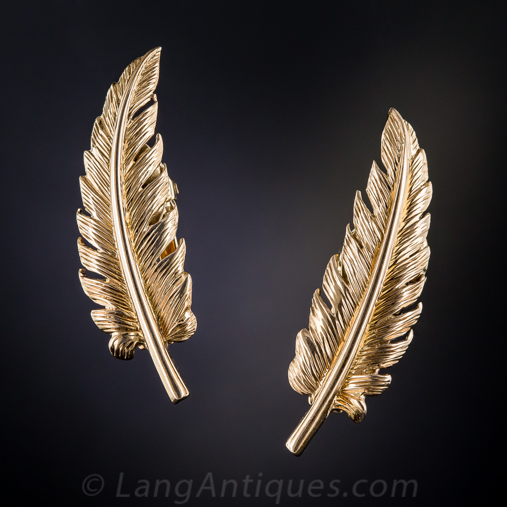 Vintage Feather Ear Clips
