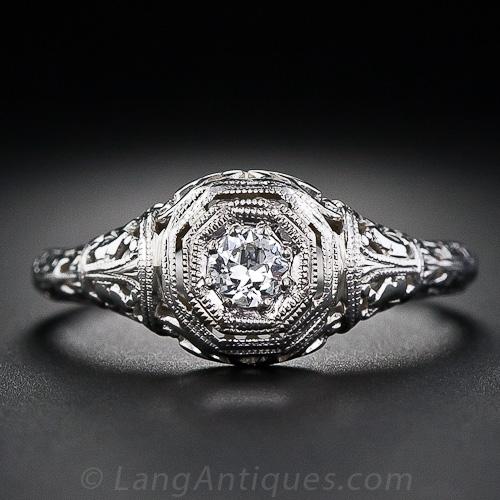 Vintage Filigree Diamond Solitare