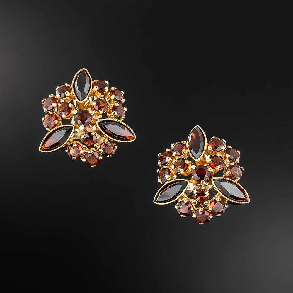Vintage Garnet Cluster Earrings