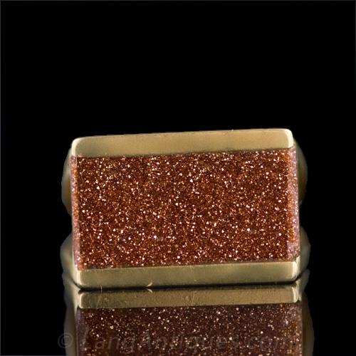 Vintage Goldstone Glass Ring