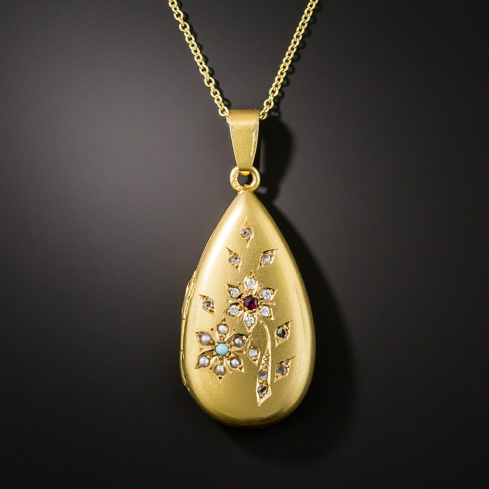 Vintage Multi-Jewel Flower Locket