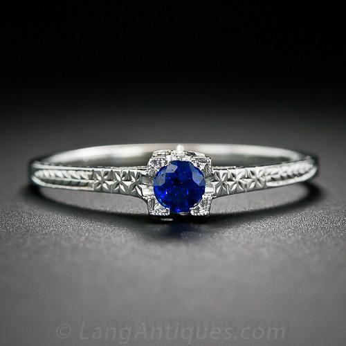 Vintage Petite Sapphire Solitaire