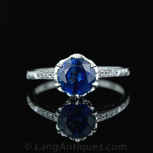 Vintage Style 1.68 Carat Sapphire Solitaire