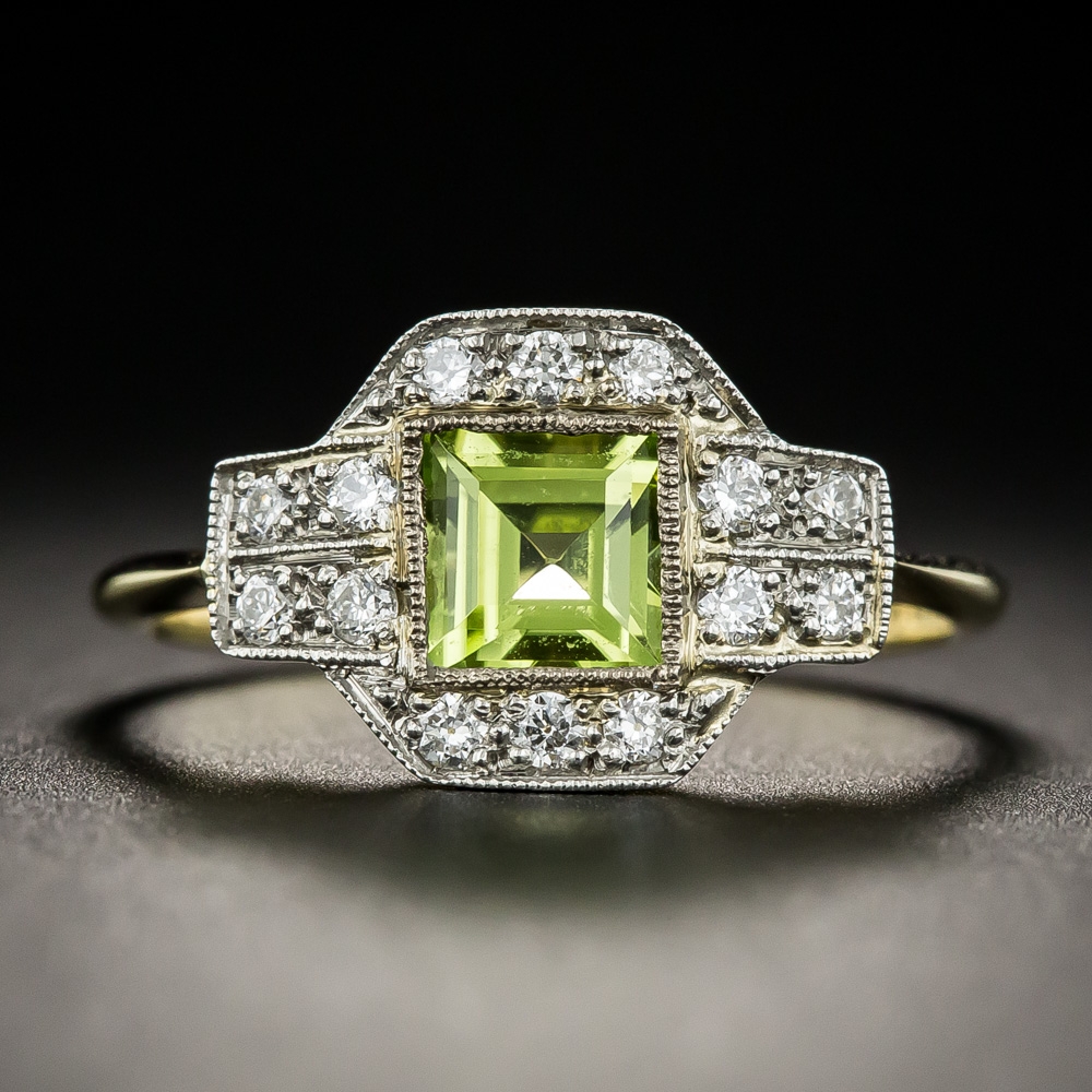 Vintage Style Peridot and Diamond Ring