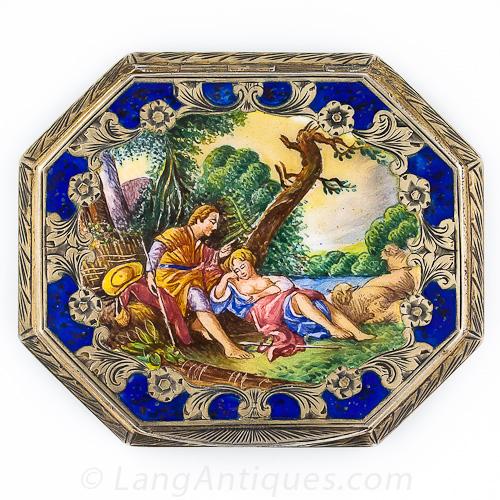 Vintage Swiss Enamel Compact