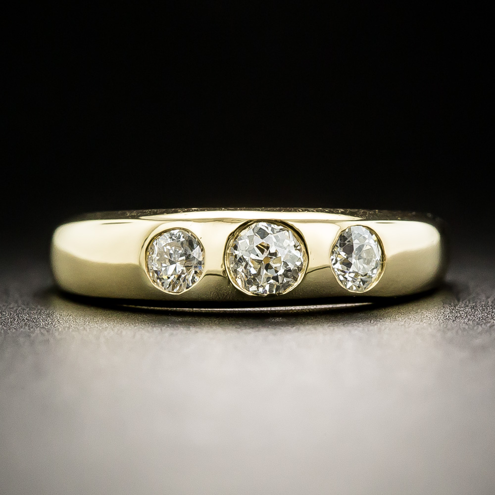 Petite Vintage Three-Stone Diamond Band Ring
