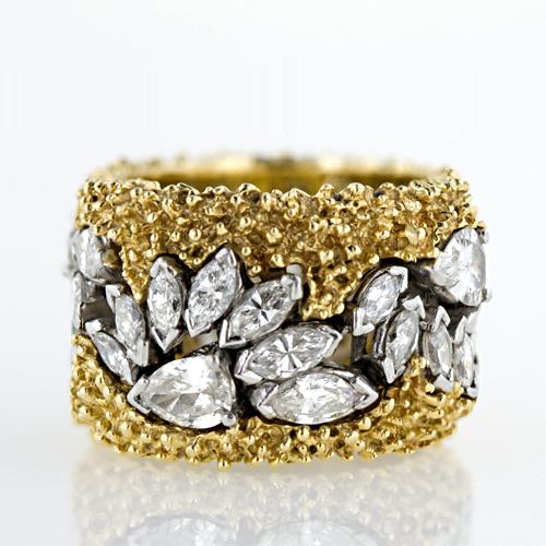 Wide Free-Form Diamond Band Ring