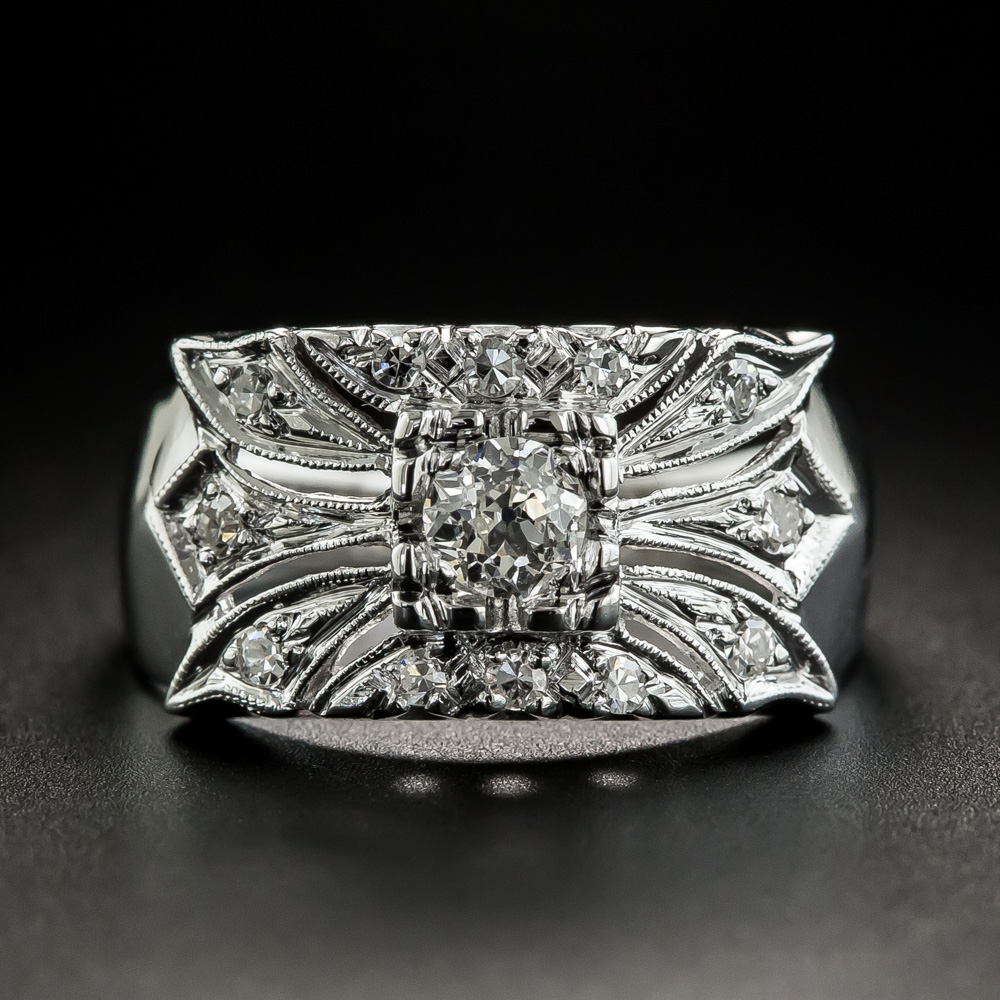 Wide Mid-Century Diamond Ring