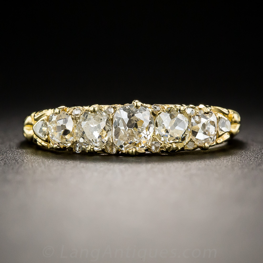 Yellow Gold Diamond 1/2 Hoop Ring